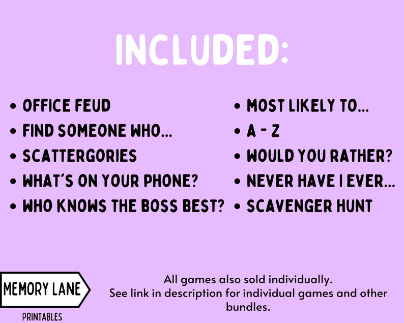 Office Party Games Bundle | Work Party Games | Fun Printable Games ...