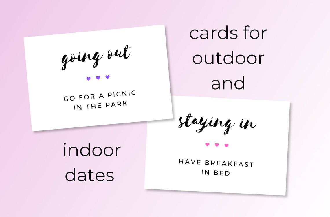 Date Night Cards A Year of Dates Printable Date Night Jar Valentine's ...