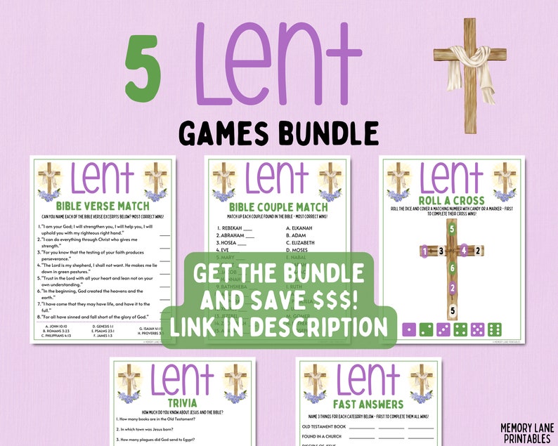 Lent Activity Cards Lenten Game Lent Activities for Kids Lent Church ...
