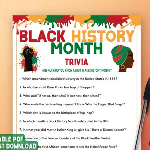 Black History Month Trivia Game | Black History Trivia Quiz Game | Fun ...