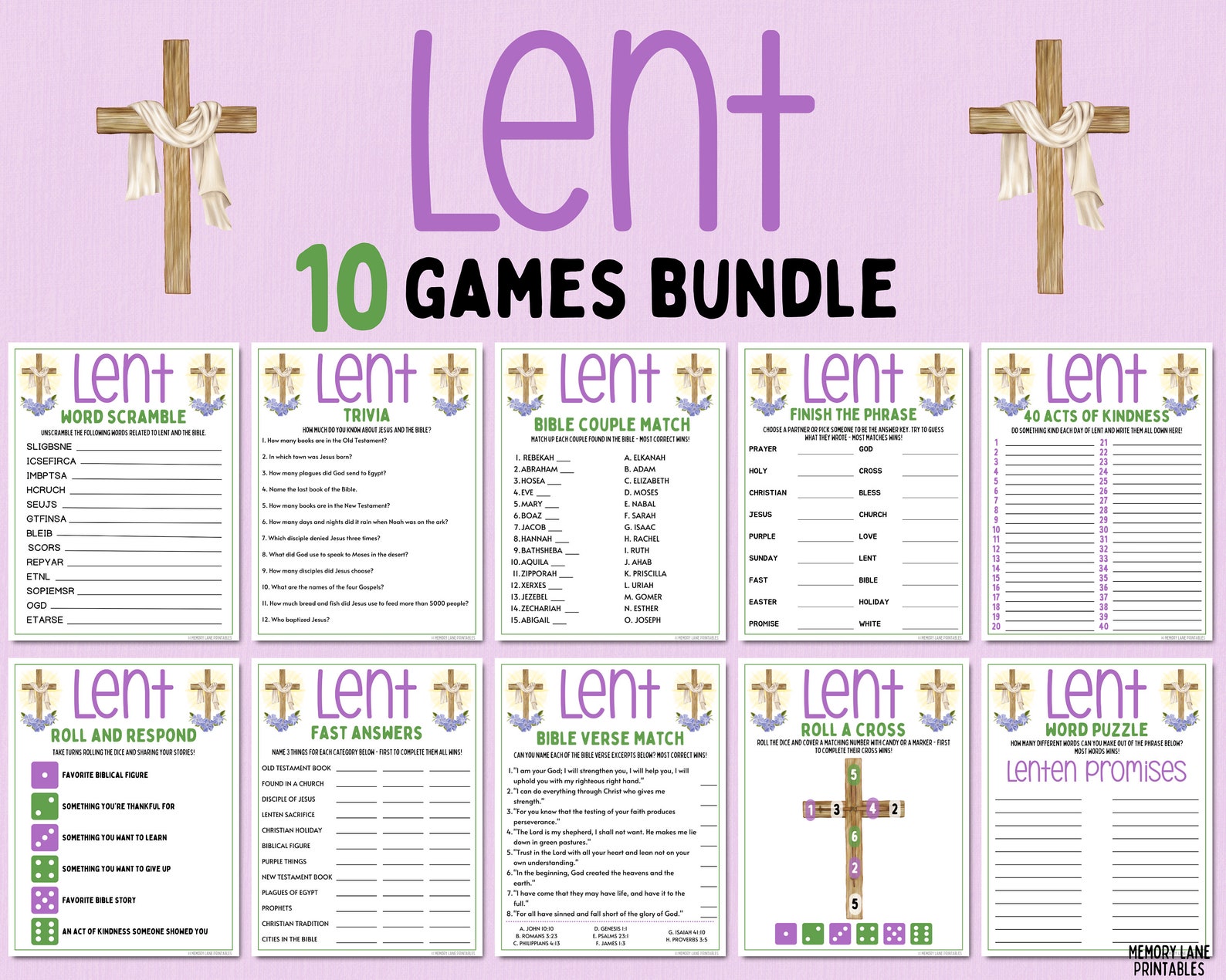 Lent Games Bundle Lenten Games Lent Activities Lent Church Games Bible ...