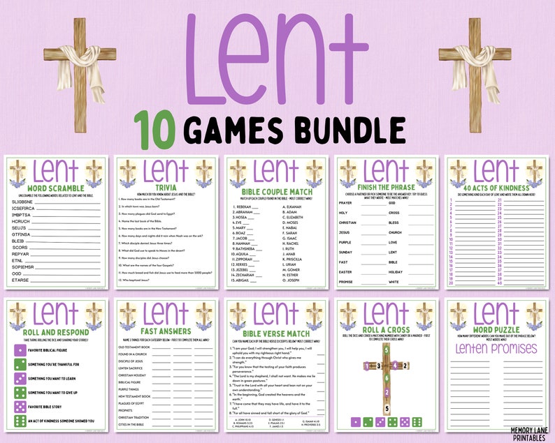Lent Games Bundle Lenten Games Lent Activities Lent Church Games Bible ...