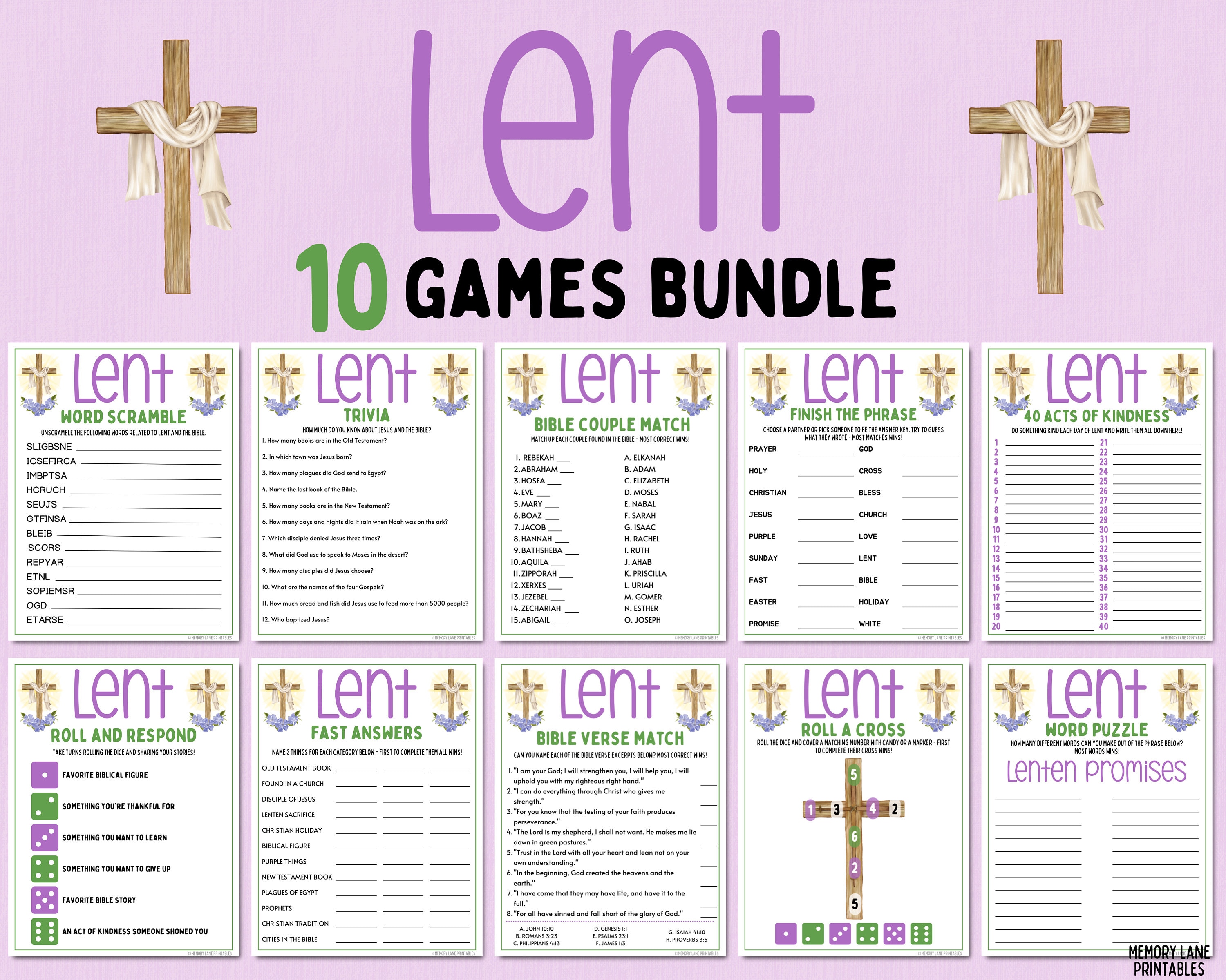 Lent Games Bundle Lenten Games Lent Activities Lent Church Games Bible ...