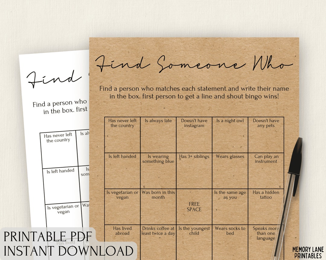 Find Someone Who Game Birthday Party Game Adult Birthday Party Game ...