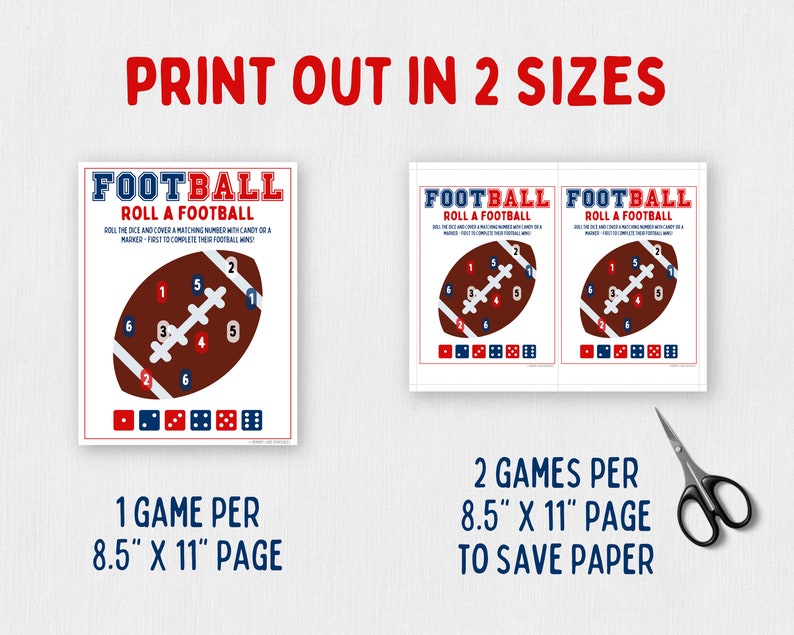 Football Roll A Football Game | Super Bowl Party Game | Fun Printable ...