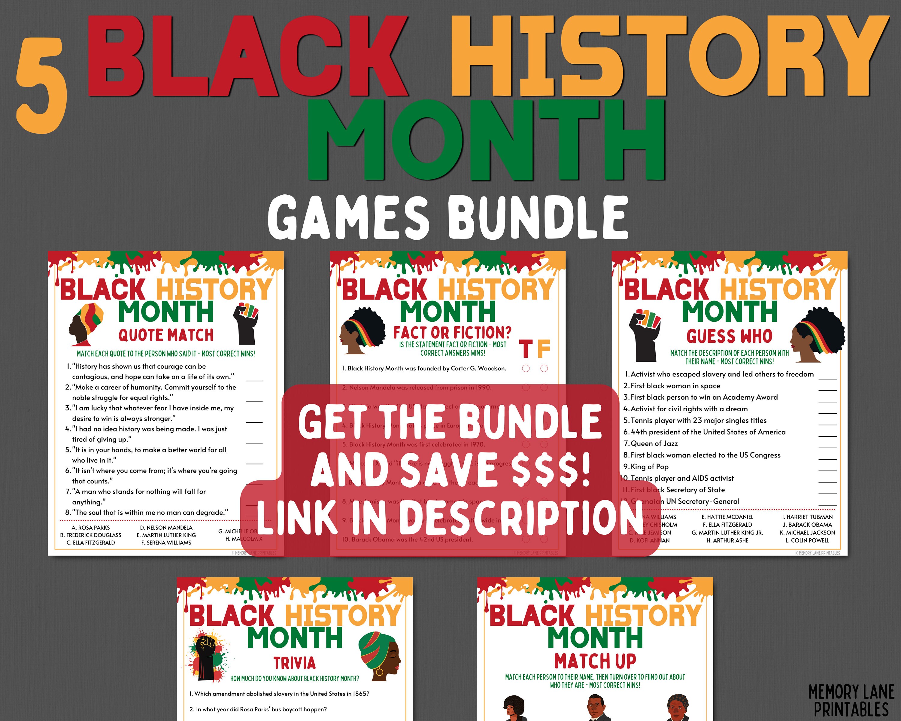 Black History Month Fact or Fiction Game | Black History Trivia Game ...
