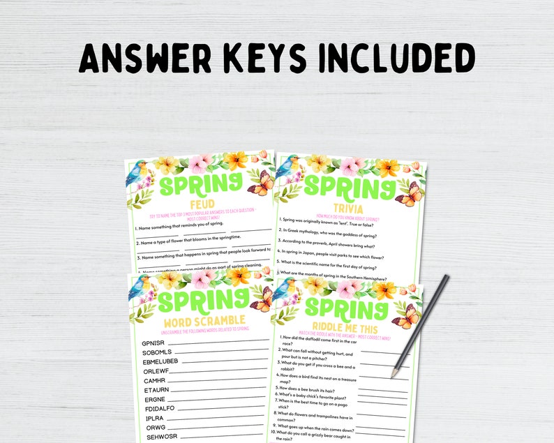 Spring Games Bundle Spring Party Games Fun Printable - Etsy