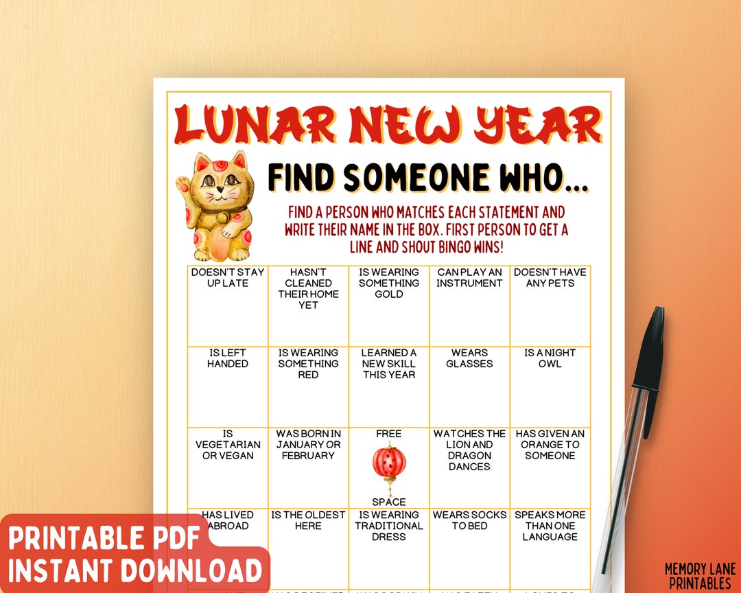 Chinese New Year Find Someone Who Game | Lunar New Year Party Game ...