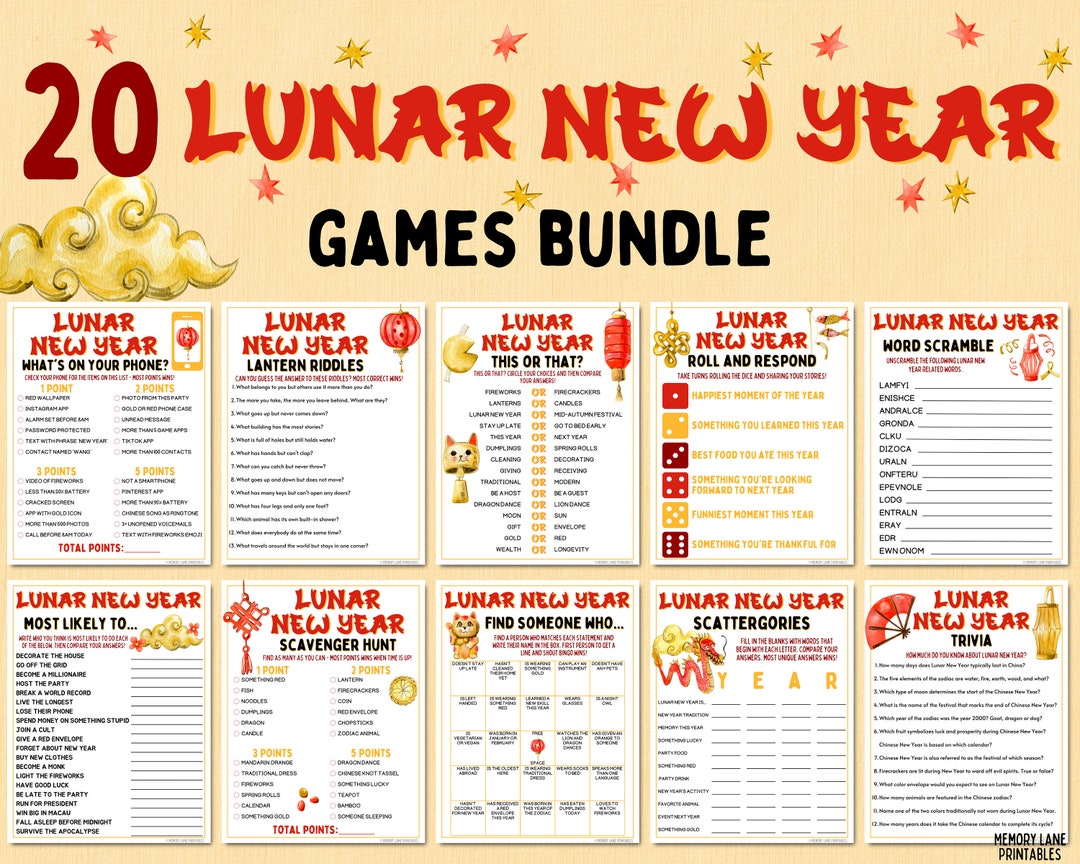 Chinese New Year Games Bundle Lunar New Year Party Games - Etsy