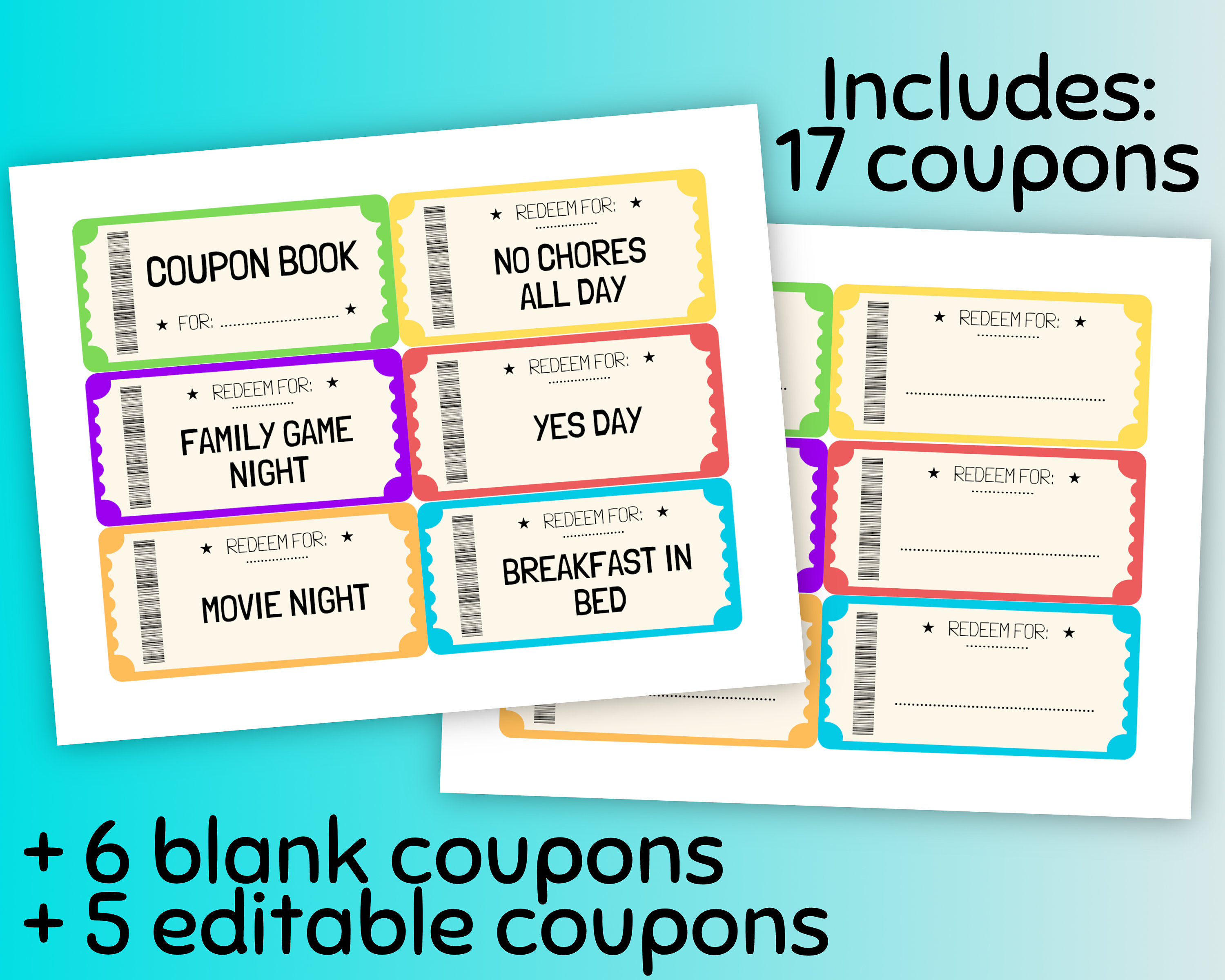 Coupon Book for Kids | Printable Kids Reward Coupons Template ...