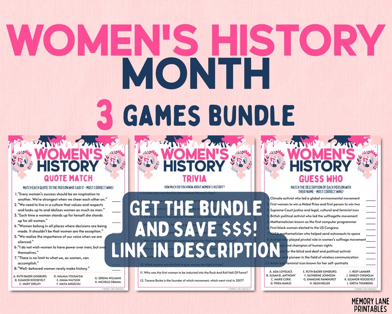 International Women's Day Games Bundle | Women's History Month Trivia ...