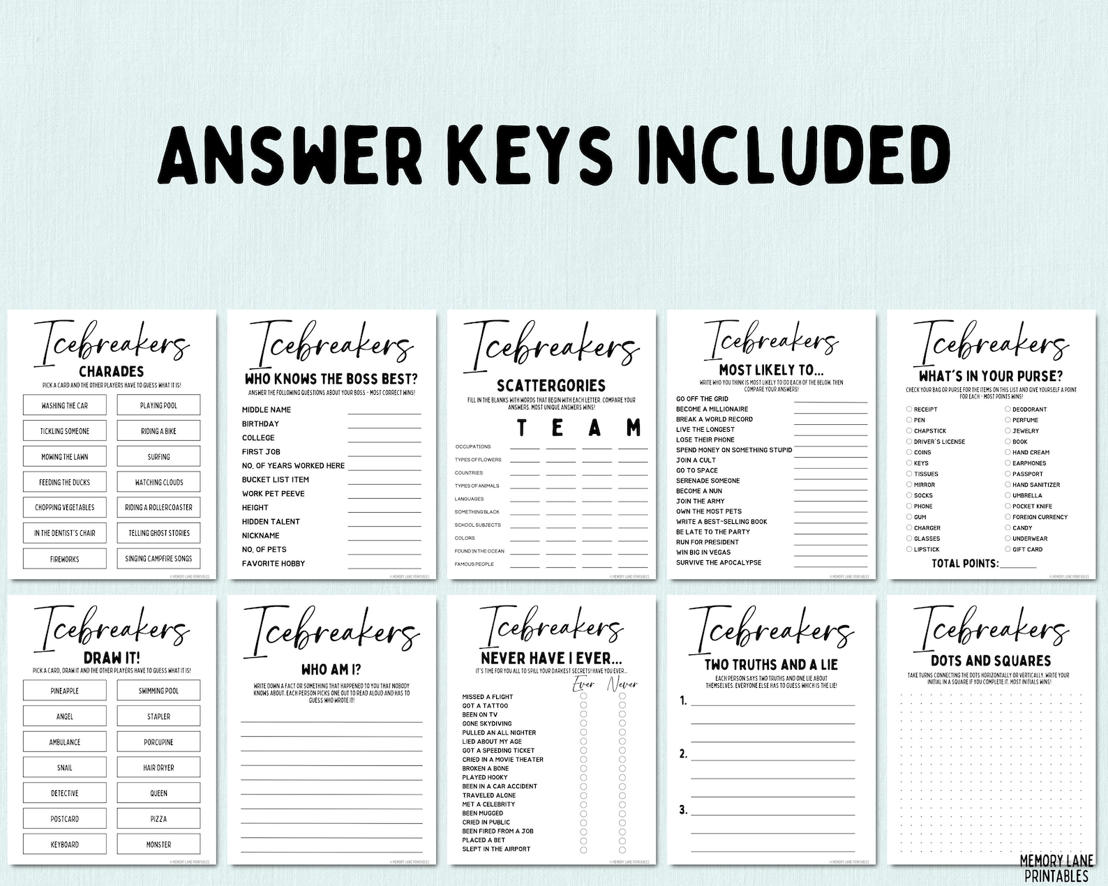 Icebreaker Games Bundle | Group Activity | Office Games | Fun Printable ...