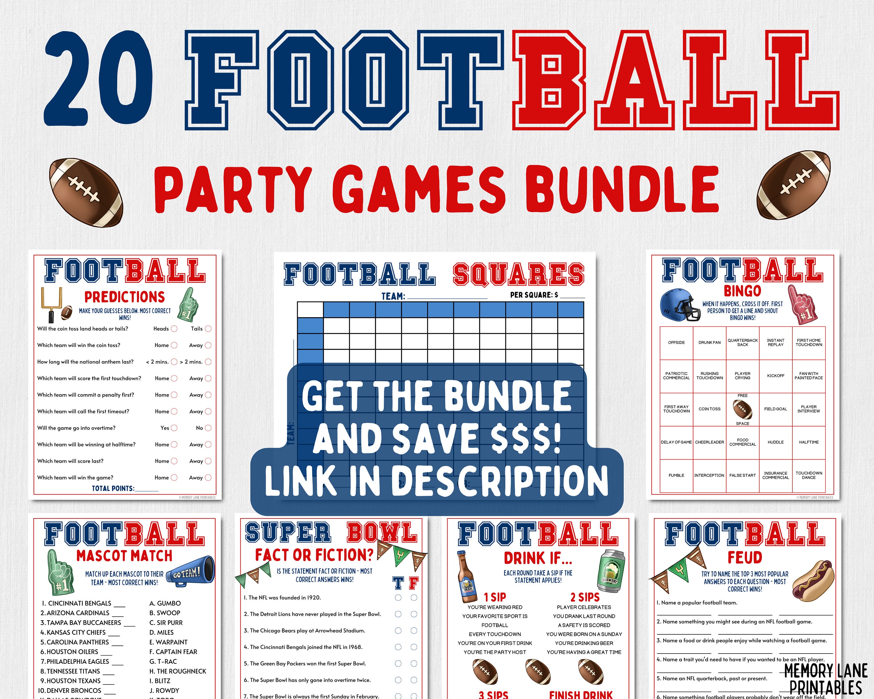Football Name That Team Game Super Bowl Party Game Fun Printable Game ...