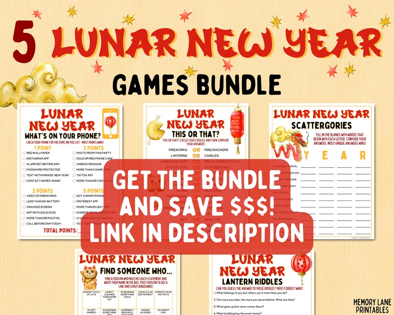 Chinese New Year Games Bundle Lunar New Year Party Games - Etsy
