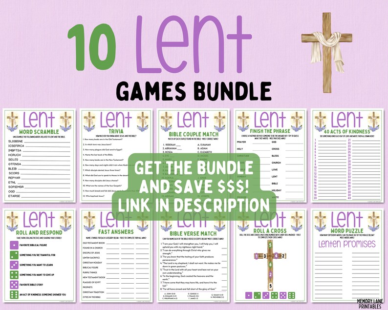 Lent Activity Cards Lenten Game Lent Activities for Kids Lent Church ...