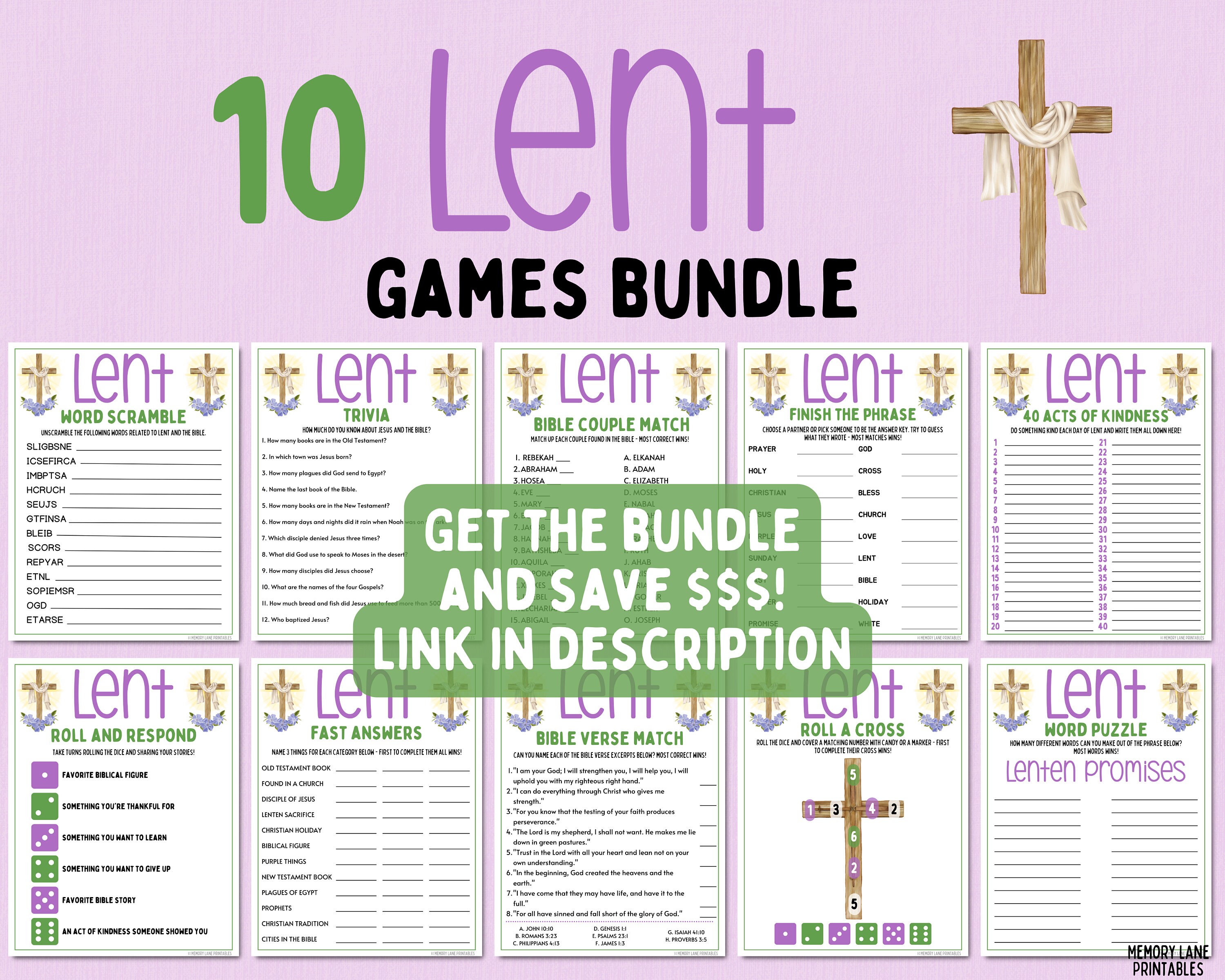 Lent Activity Cards Lenten Game Lent Activities for Kids Lent Church ...