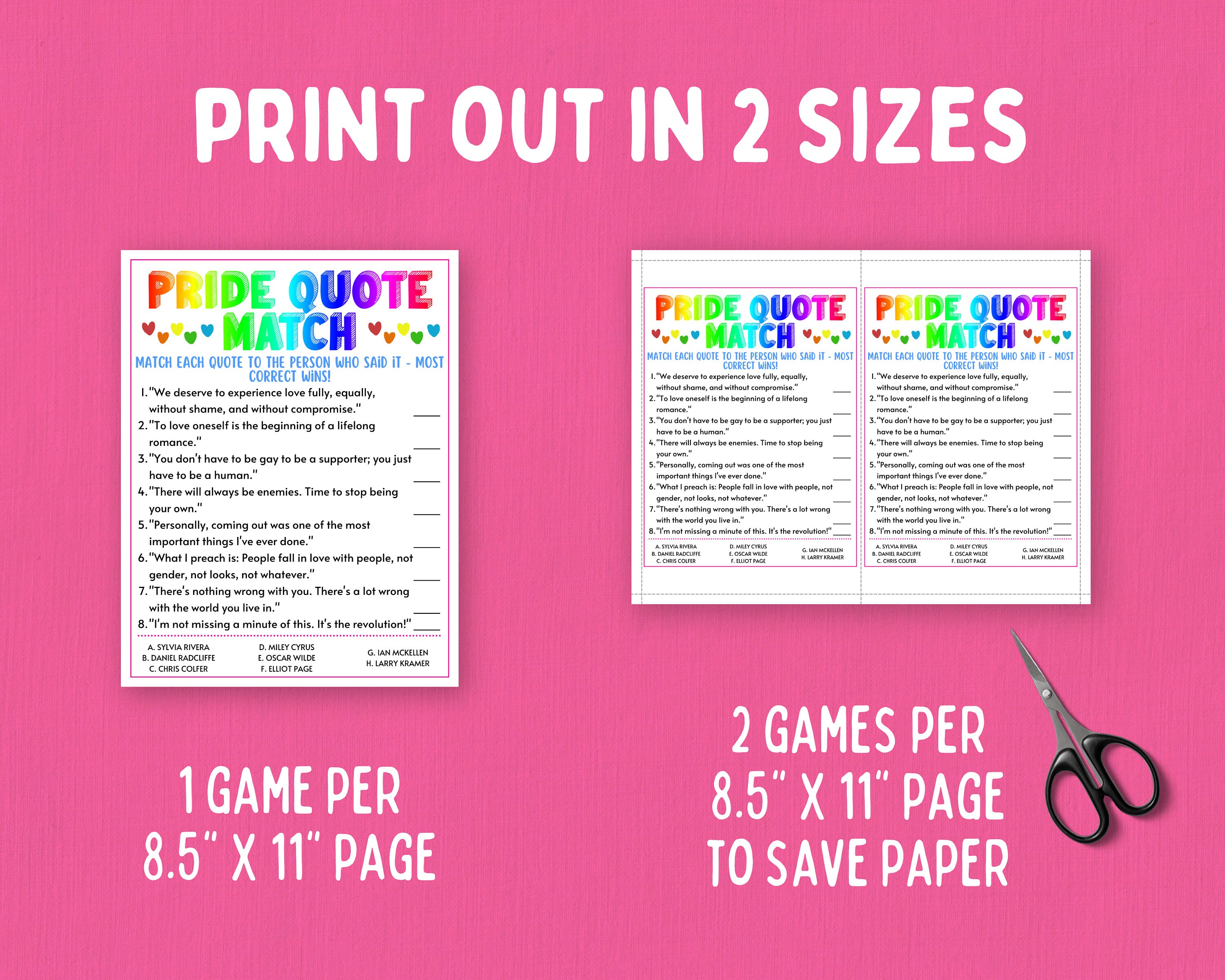 Pride Trivia Game LGBTQ Pride Party Game Pride Quotes - Etsy