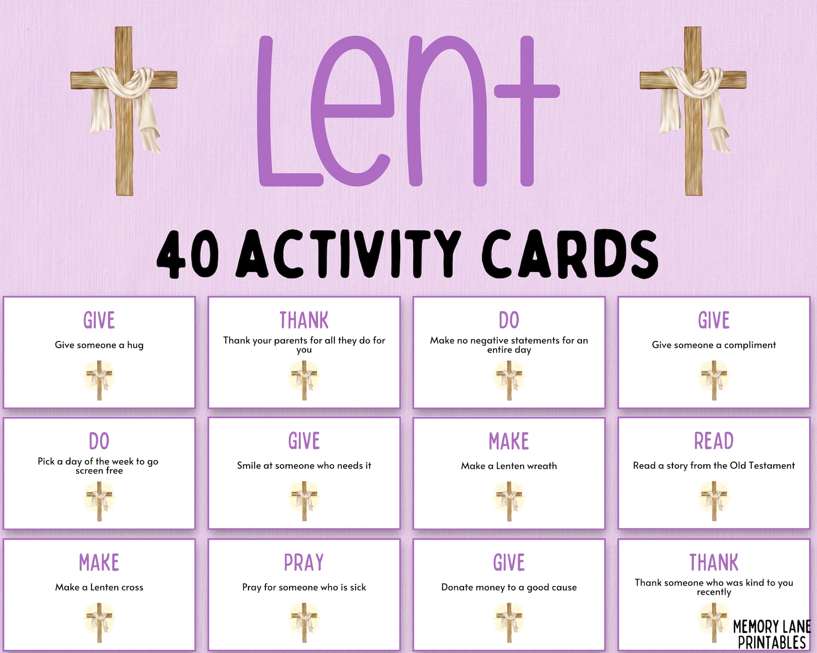 Lent Activity Cards | Lenten Game | Lent Activities for Kids | Lent ...