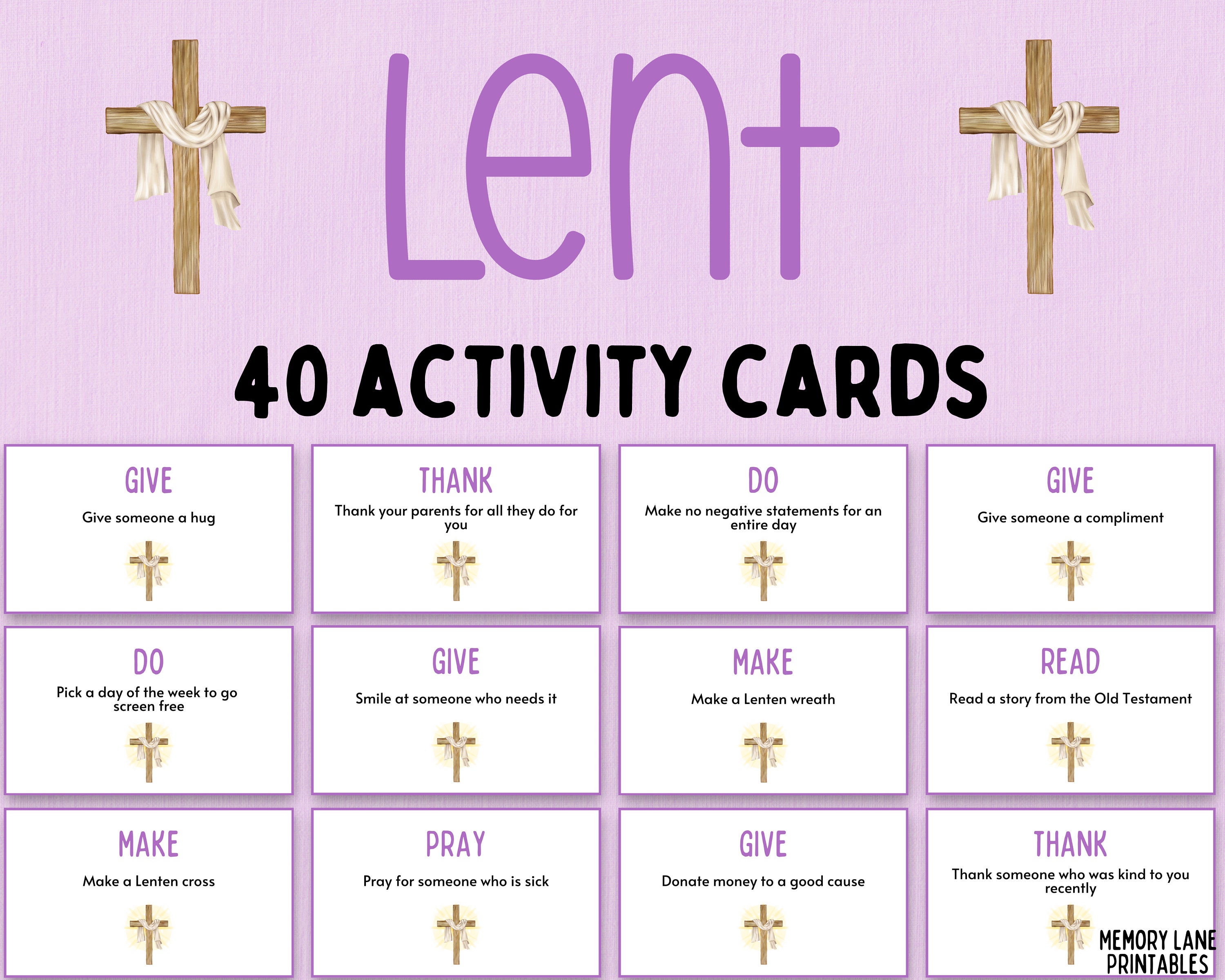 Lent Activity Cards Lenten Game Lent Activities for Kids Lent Church ... Lent Activity Cards Lenten Game Lent Activities for Kids Lent Church ...
