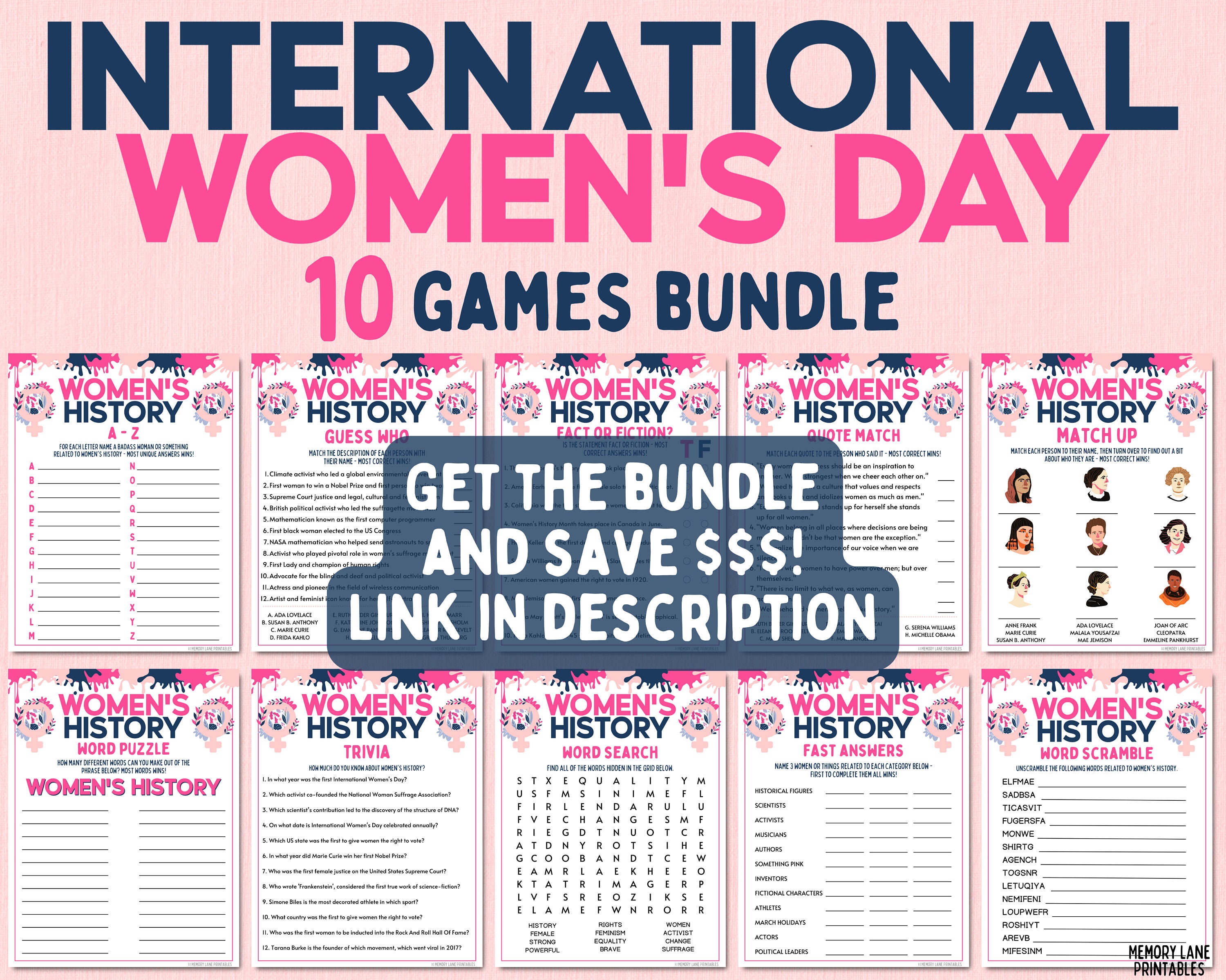 International Women's Day Guess Who Game Women's History Month Trivia ...