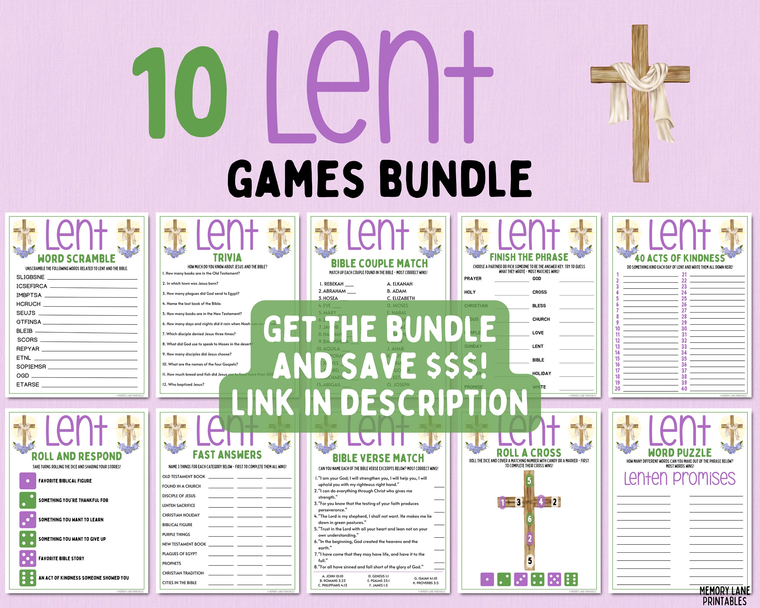 Lent Games Bundle | Lenten Games | Lent Activities | Lent Church Games ...