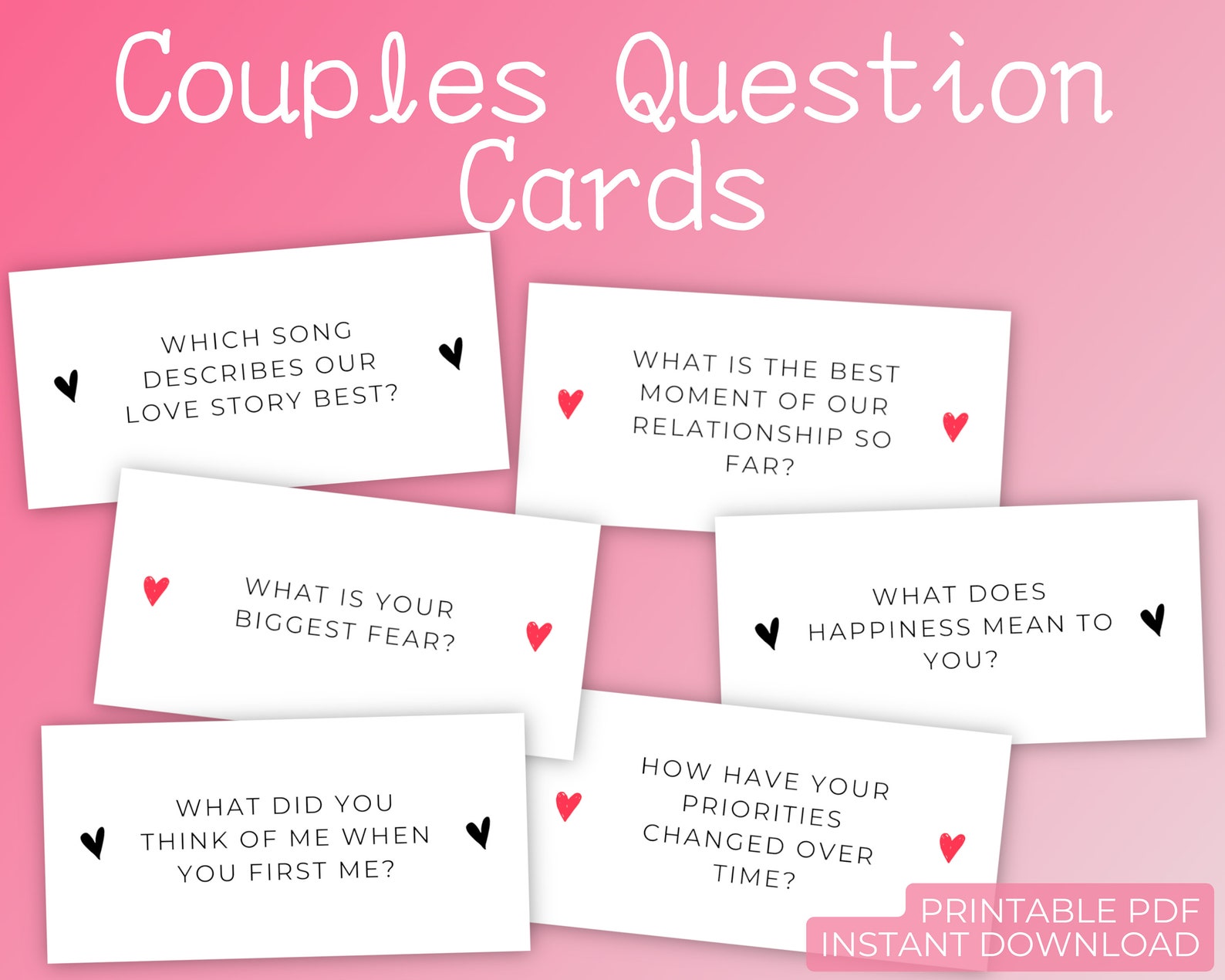 60 Couples Question Cards Printable Couples Conversation Starter Cards ...