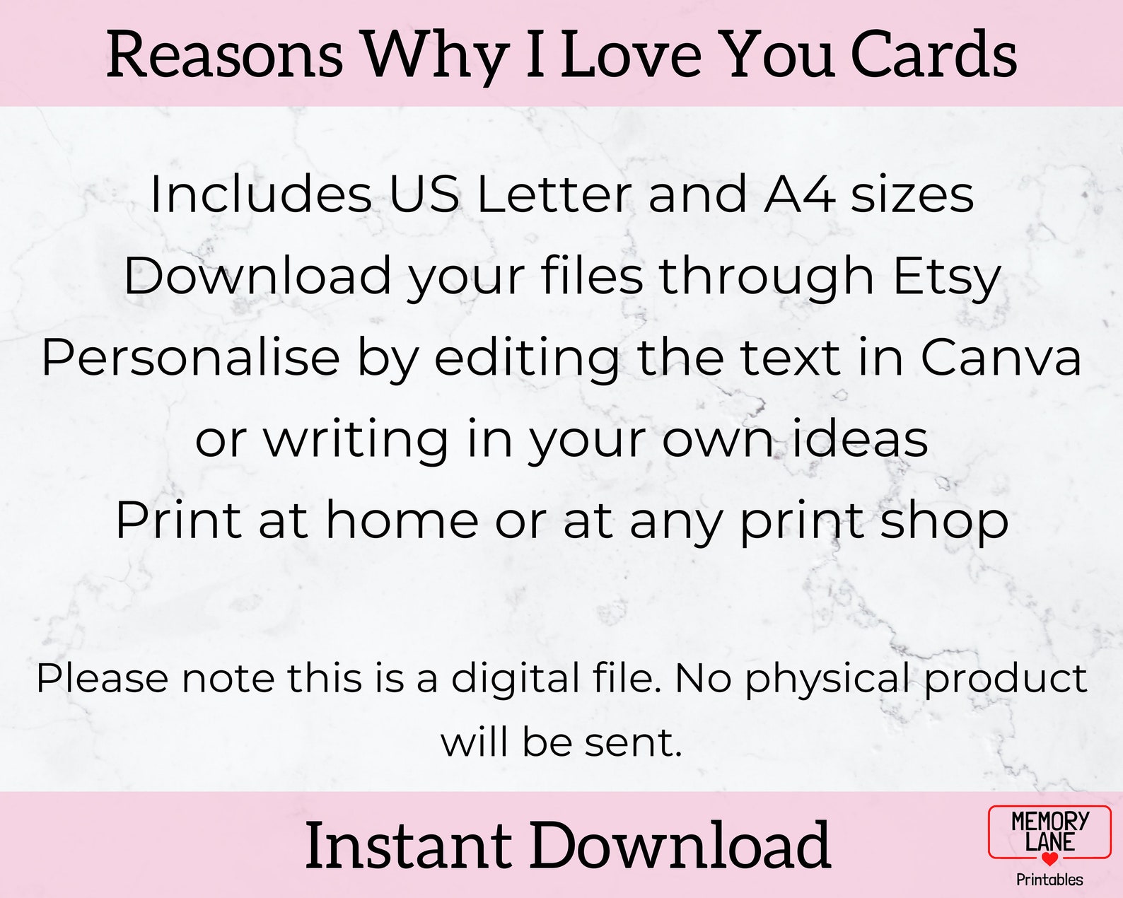 Reasons Why I Love You Cards | Printable Love Notes | Personalised ...