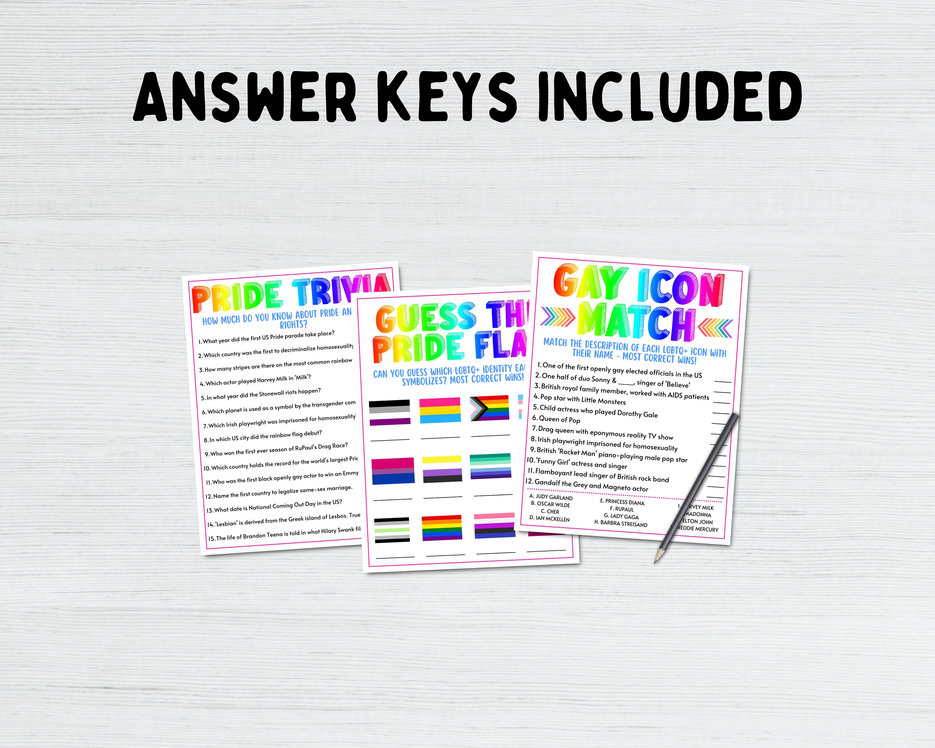 Pride Party Games Bundle | 5 LGBTQ+ Pride Games | Pride Trivia Games ...