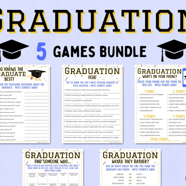 High School Graduation Games Printable - Etsy