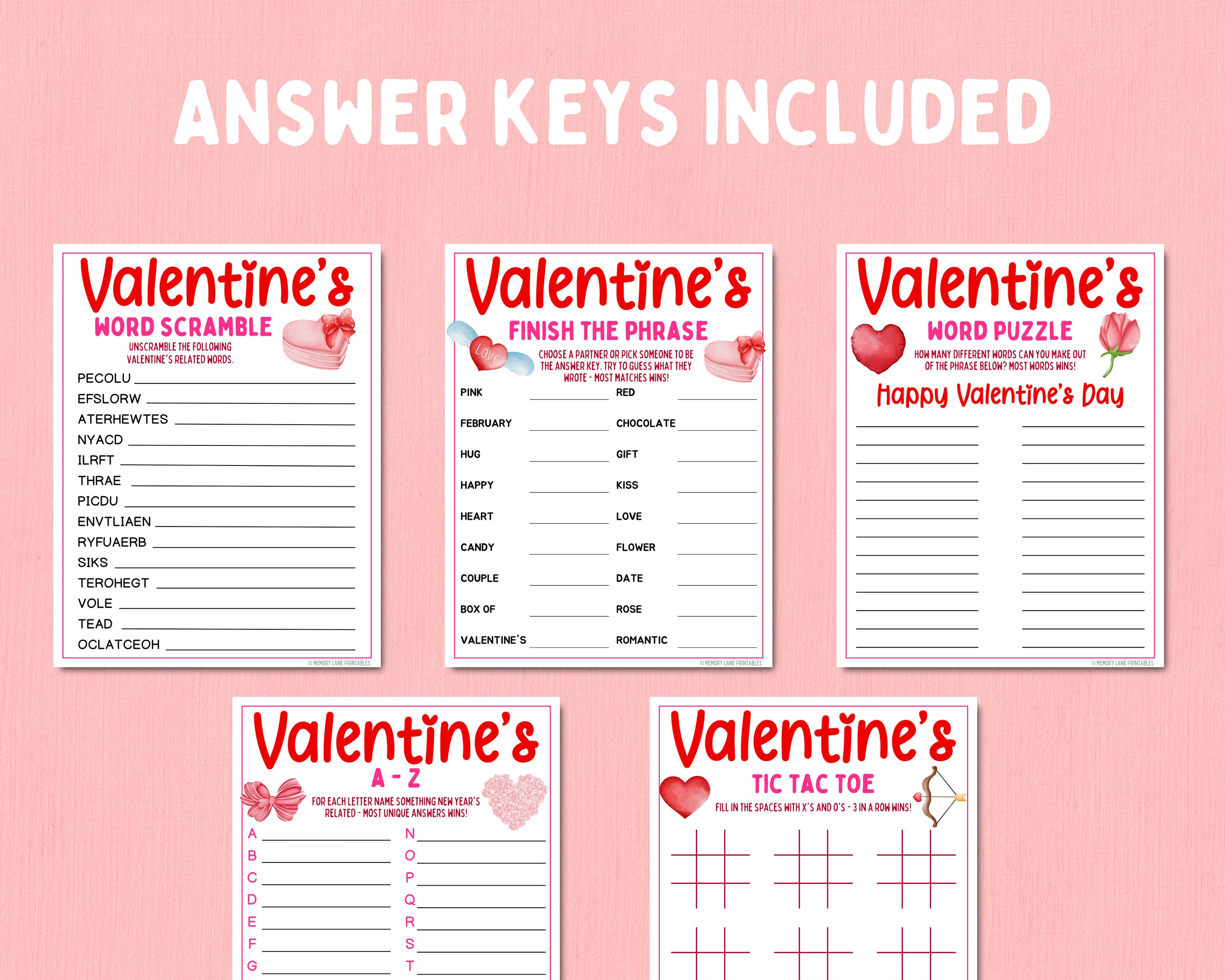 Valentine's Game Bundle | Valentine's Day Party Games | Fun Printable ...
