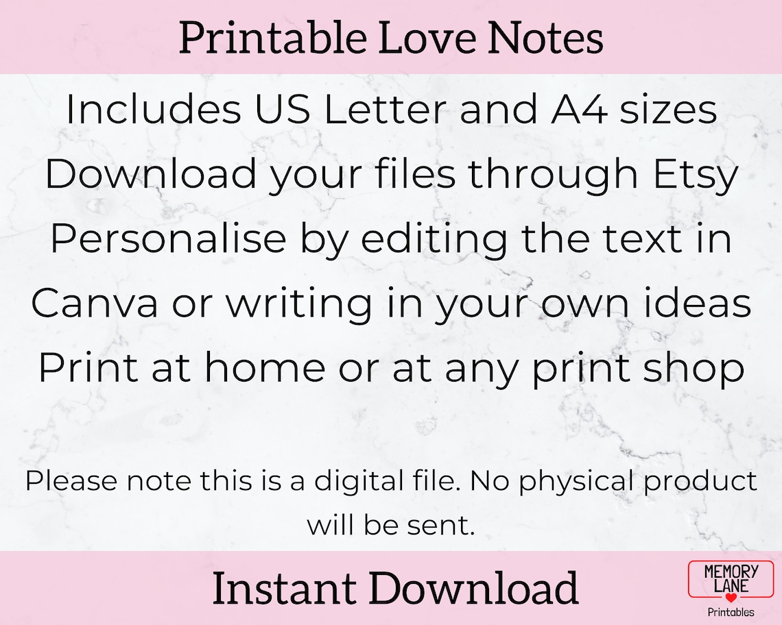 Love Notes Printable Love Notes Cards Mini Love Messages - Etsy