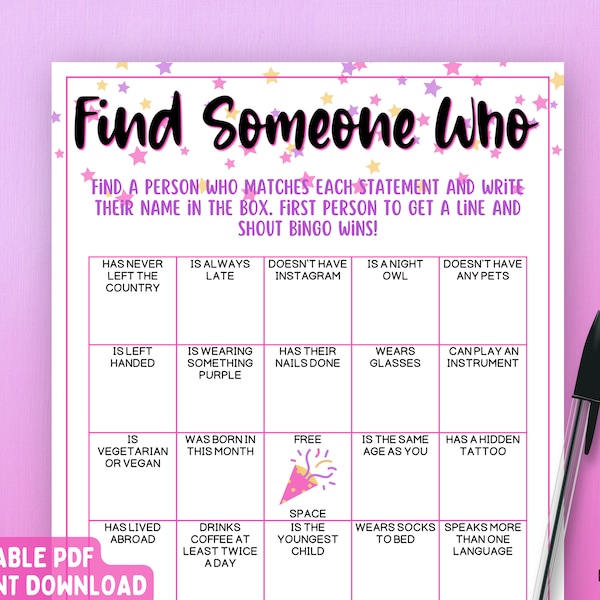 Find Someone Who Game - Etsy
