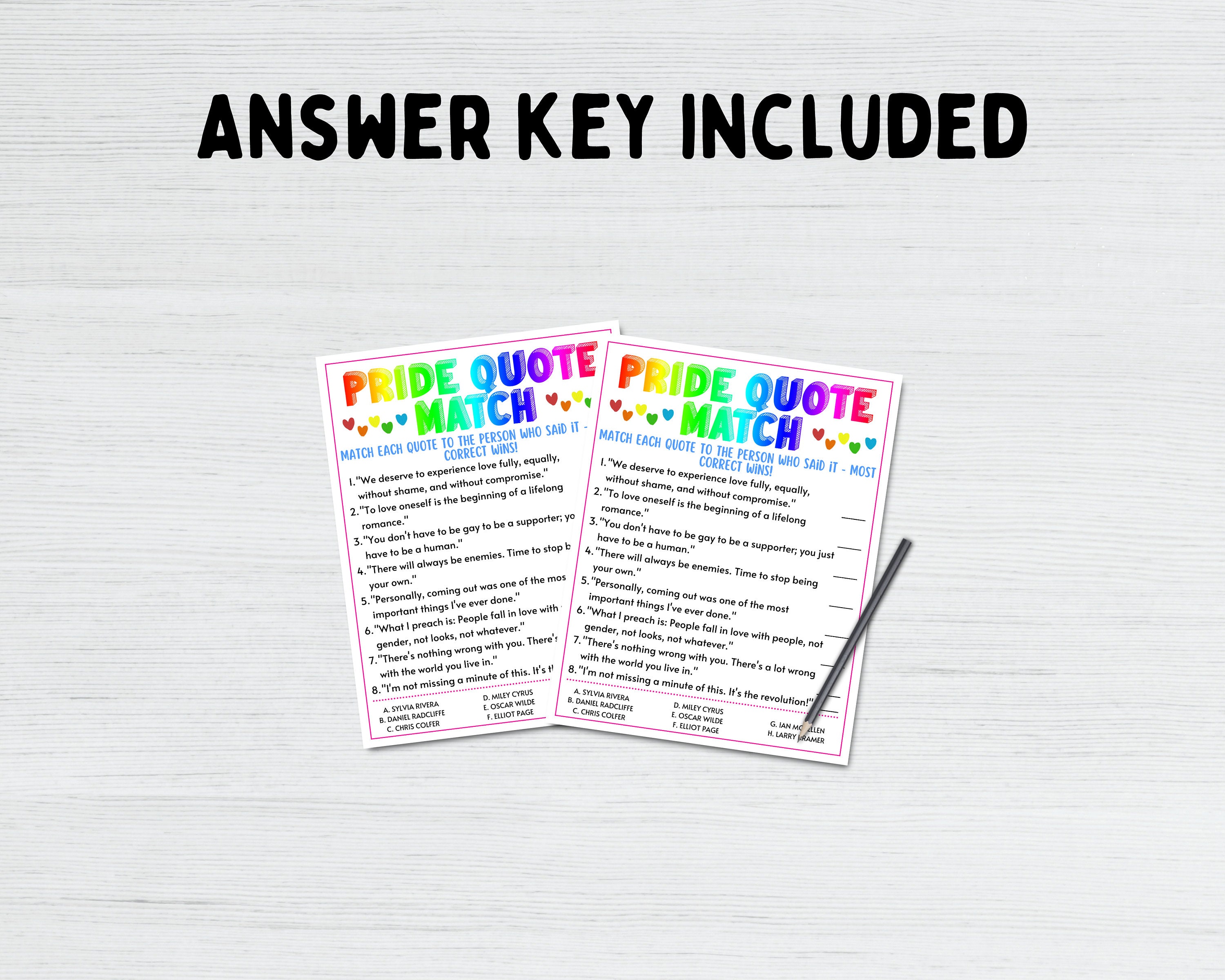 Pride Trivia Game LGBTQ Pride Party Game Pride Quotes - Etsy