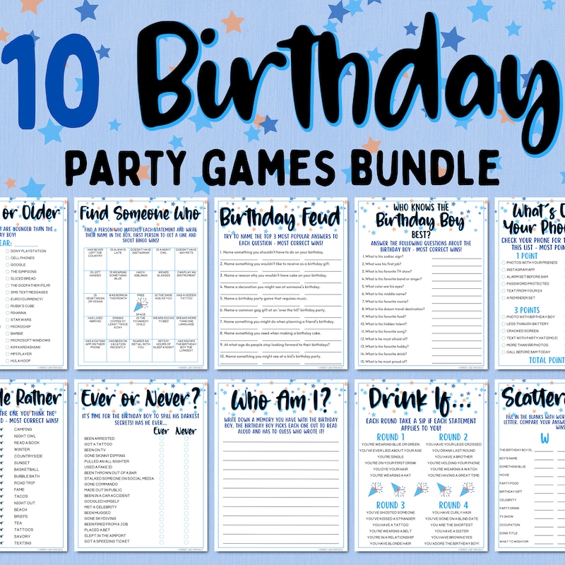 Birthday Party Games - Etsy