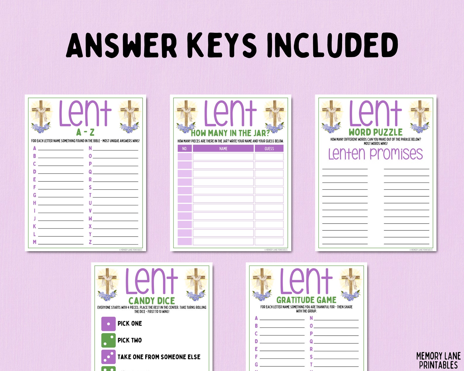 Lent Games Bundle | Lenten Games | Lent Activities | Lent Church Games ...