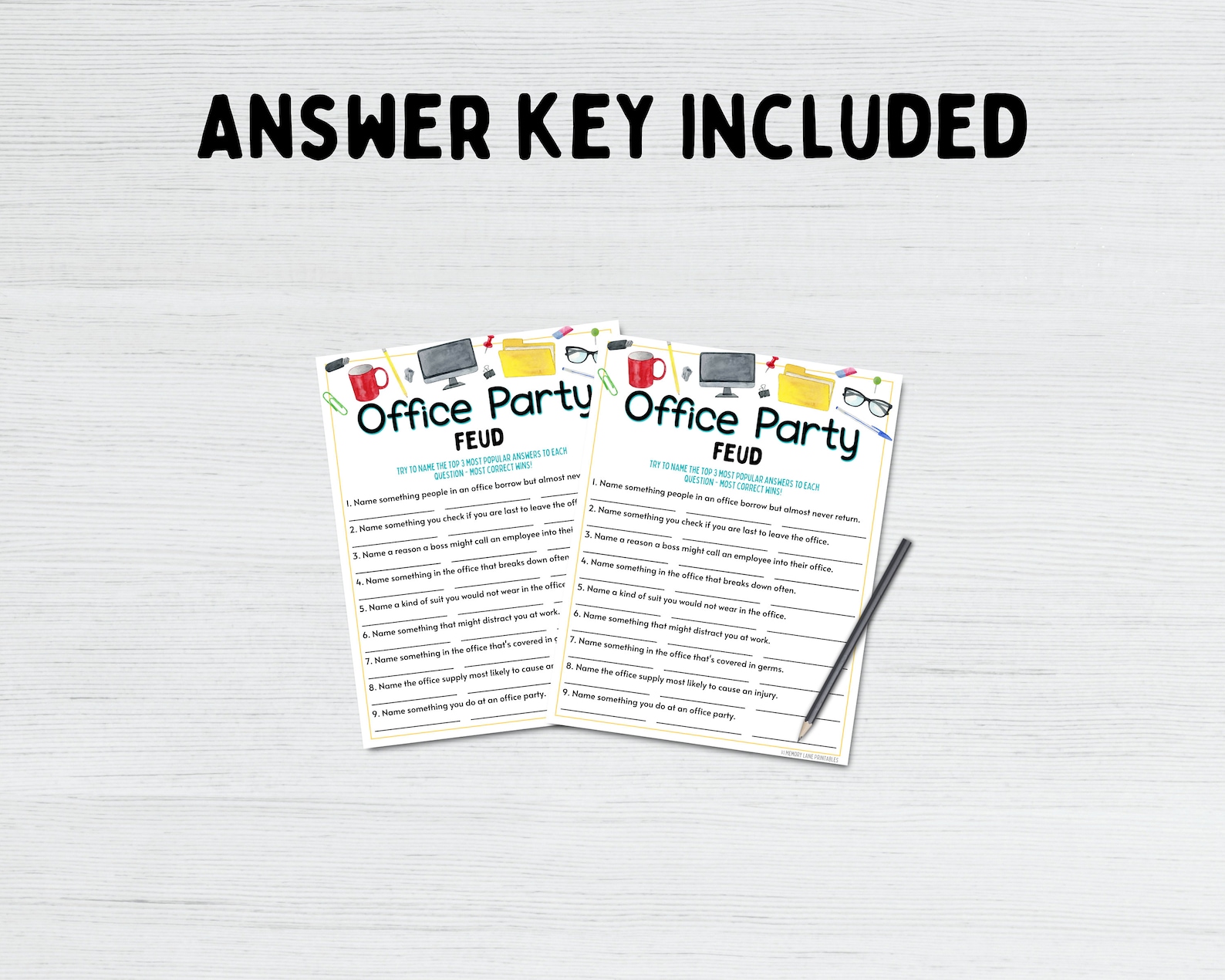 Office Party Feud Game | Work Party Game | Fun Printable Game | Group ...