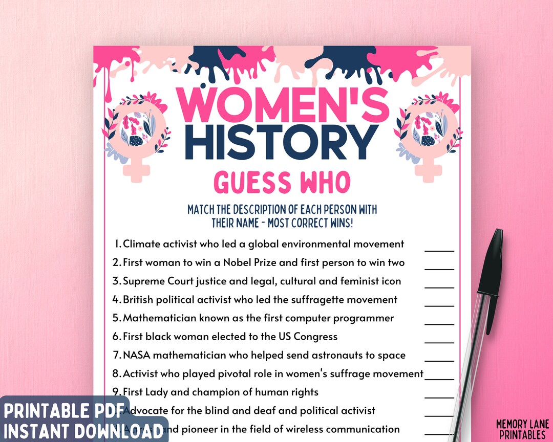 International Women's Day Guess Who Game | Women's History Month Trivia ...