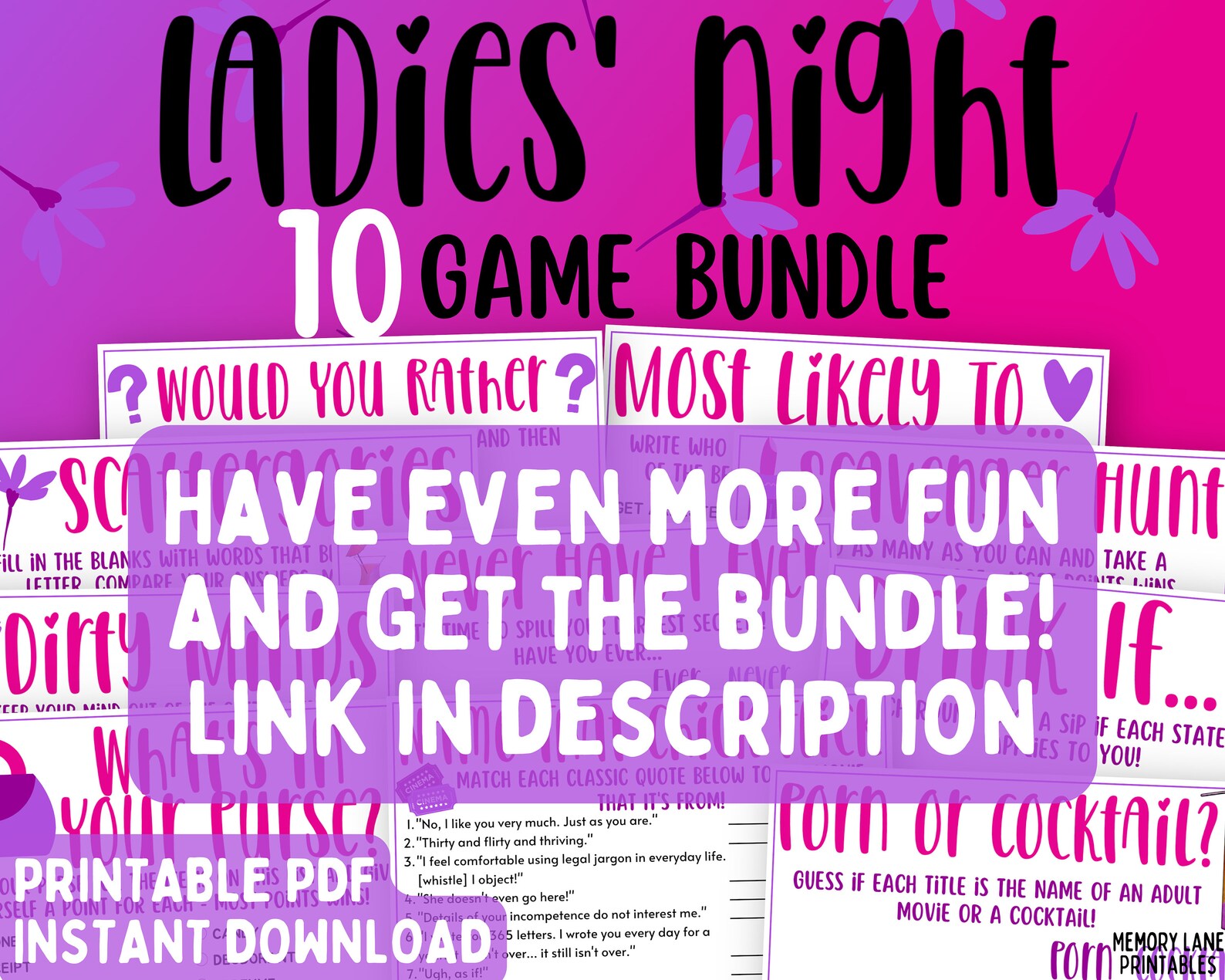 Ladies' Night Name That Chick Flick Game | Ladies Night Party Game ...