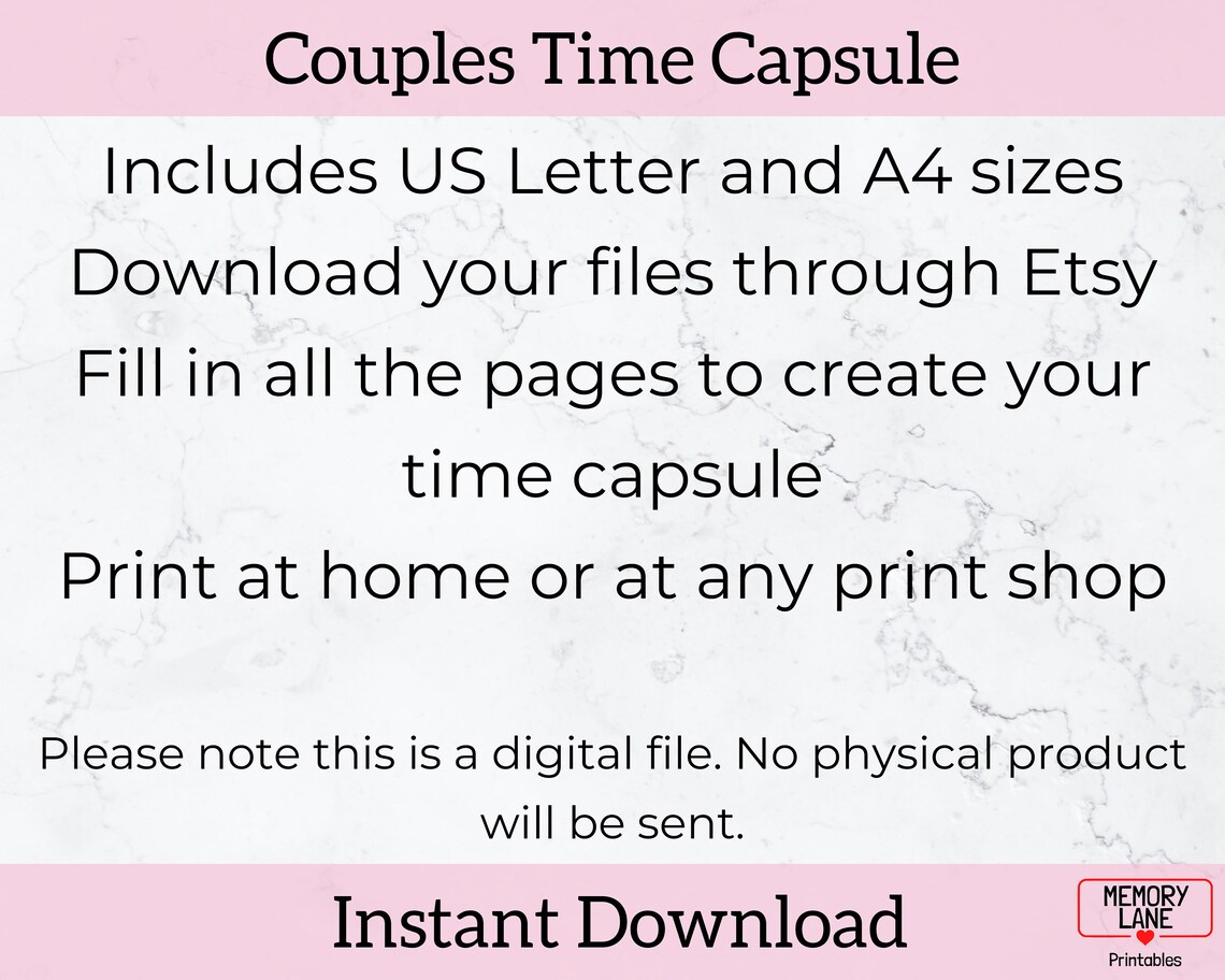 Time Capsule for Couples | Printable Date Night Activity | Valentine's ...