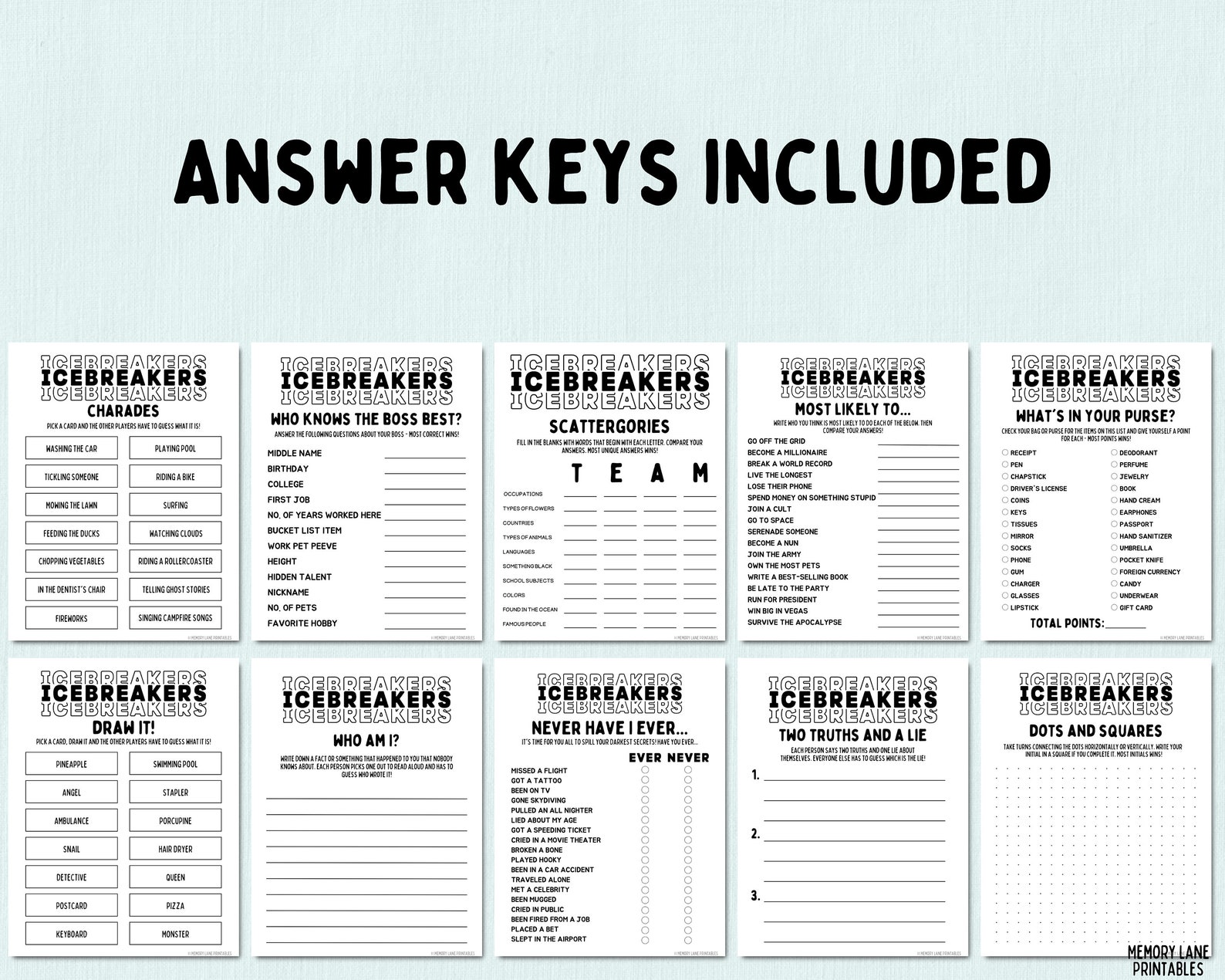 Icebreaker Games Bundle | Group Activity | Office Games | Fun Printable ...