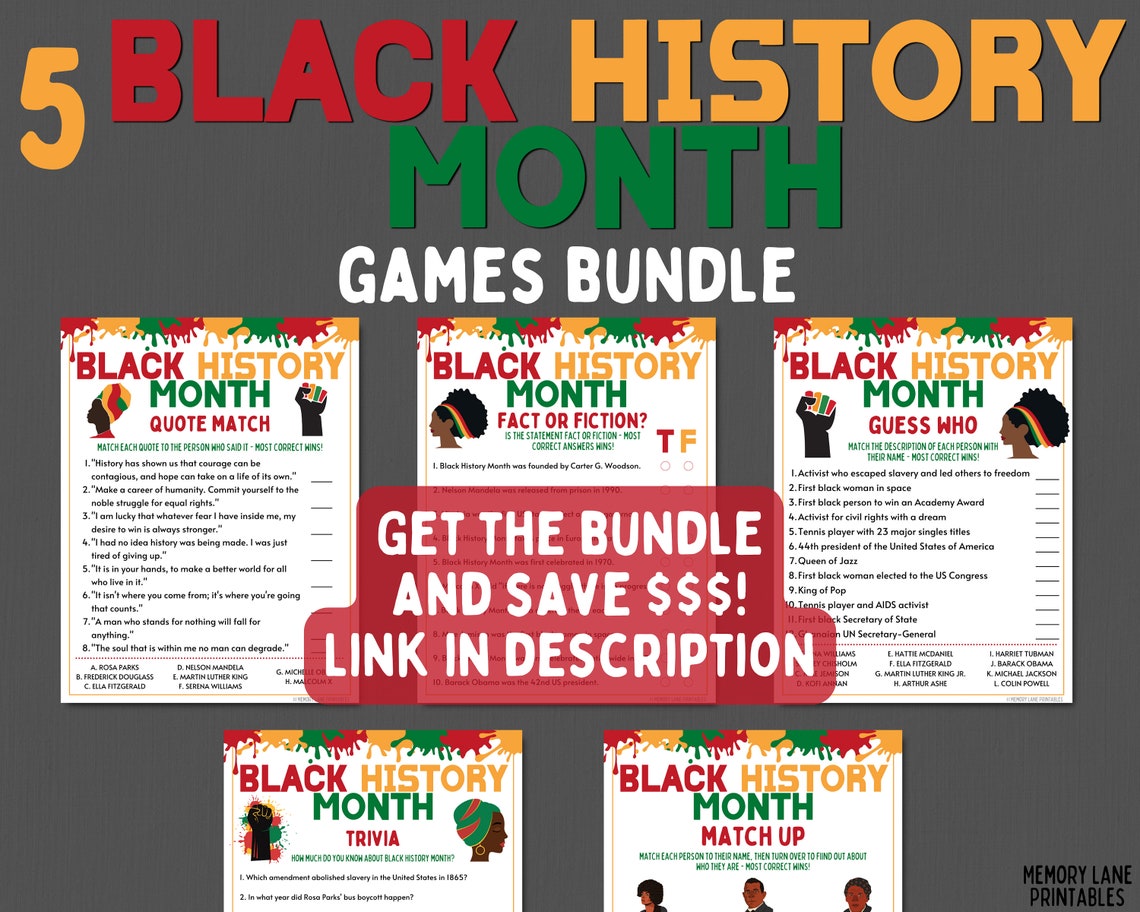 Black History Month Games Bundle | Black History Trivia Games | Fun ...