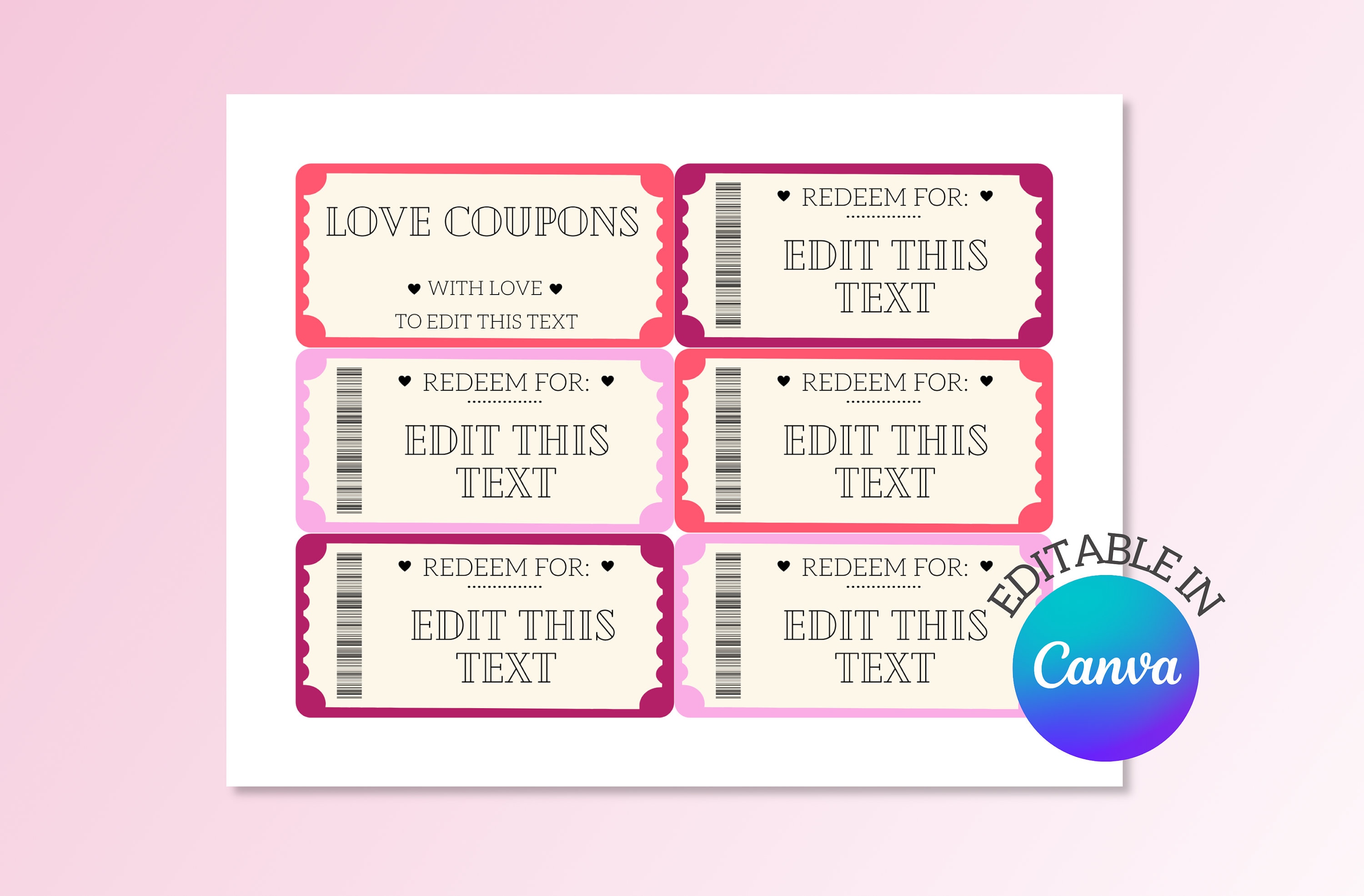 Love Coupon Book | Printable Love Coupons for Him, for Her | Editable ...