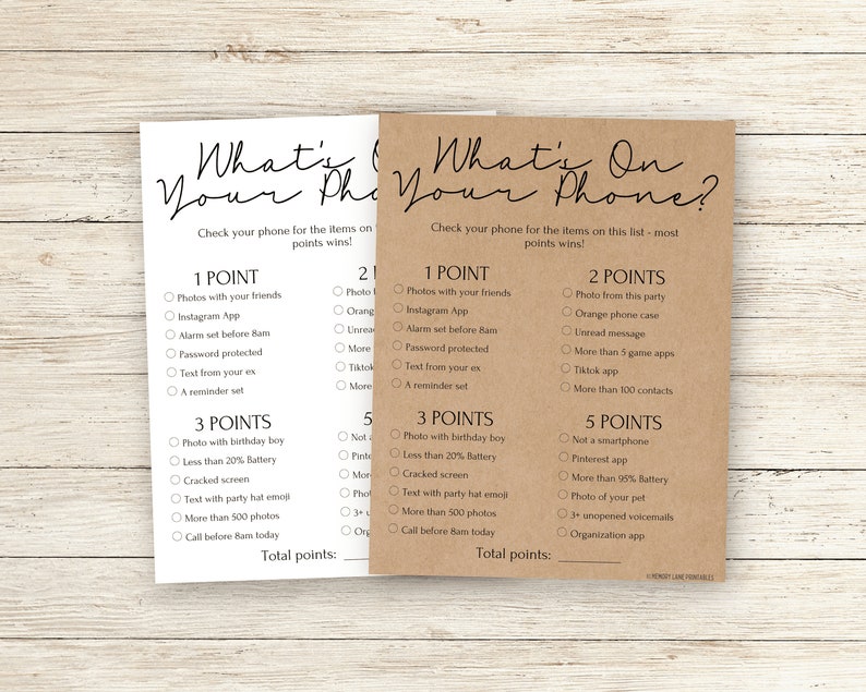 What's on Your Phone Game Birthday Party Game Adult - Etsy