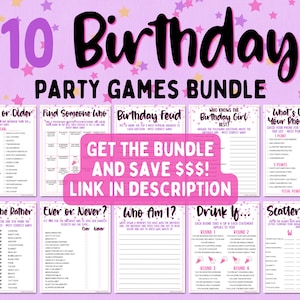 Birthday Games Bundle | 5 Birthday Games for Her | Adult Birthday Party ...