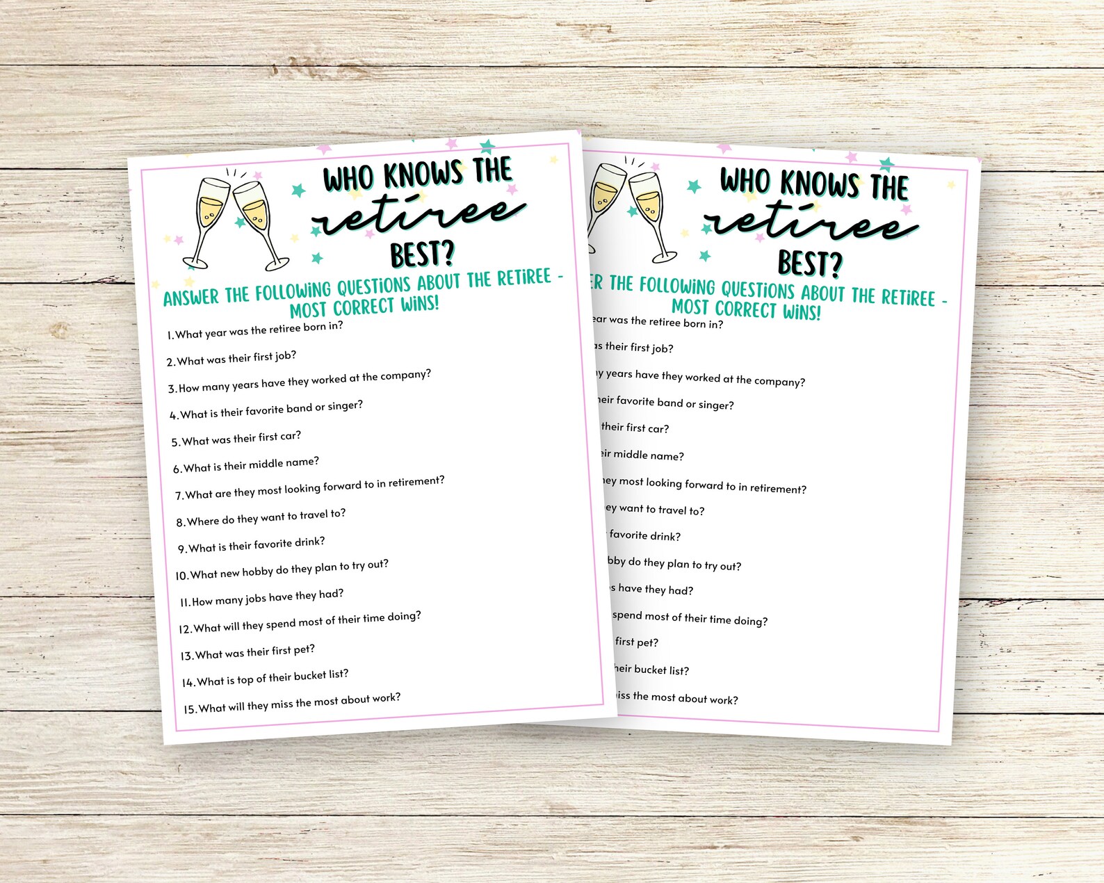 Retirement Party Game | Retirement Who Knows the Retiree Best Game ...