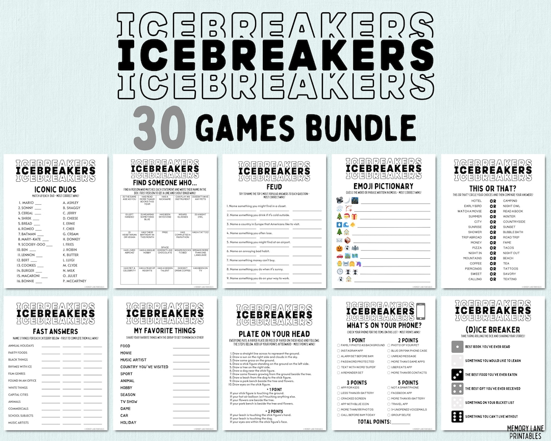 Icebreaker Games Bundle | Group Activity | Office Games | Fun Printable ...