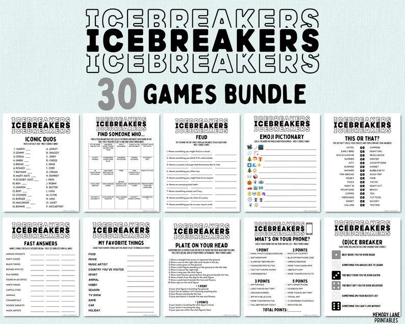 Icebreaker Games Bundle | Group Activity | Office Games | Fun Printable ...