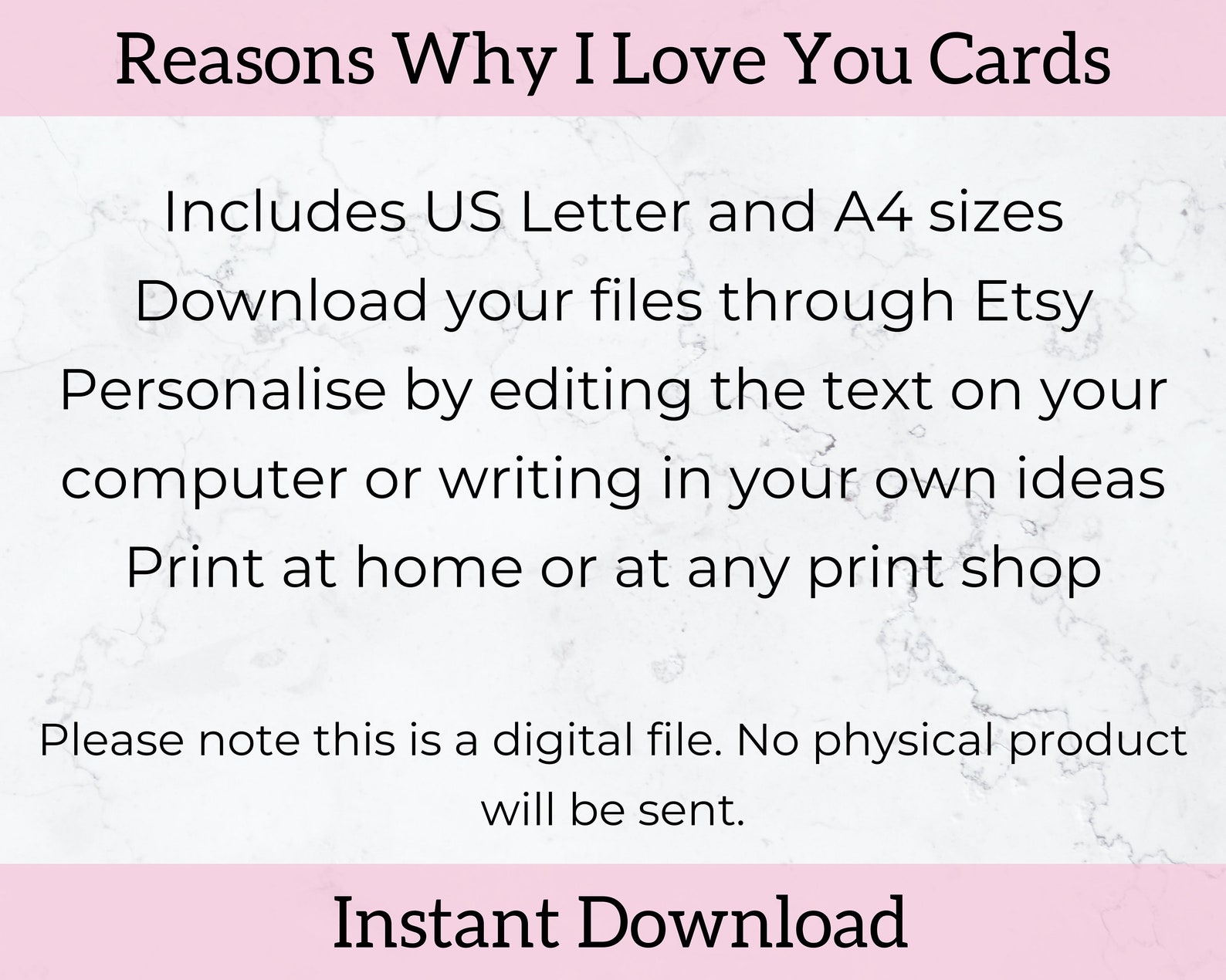 Reasons Why I Love You Cards Printable Love Notes | Etsy
