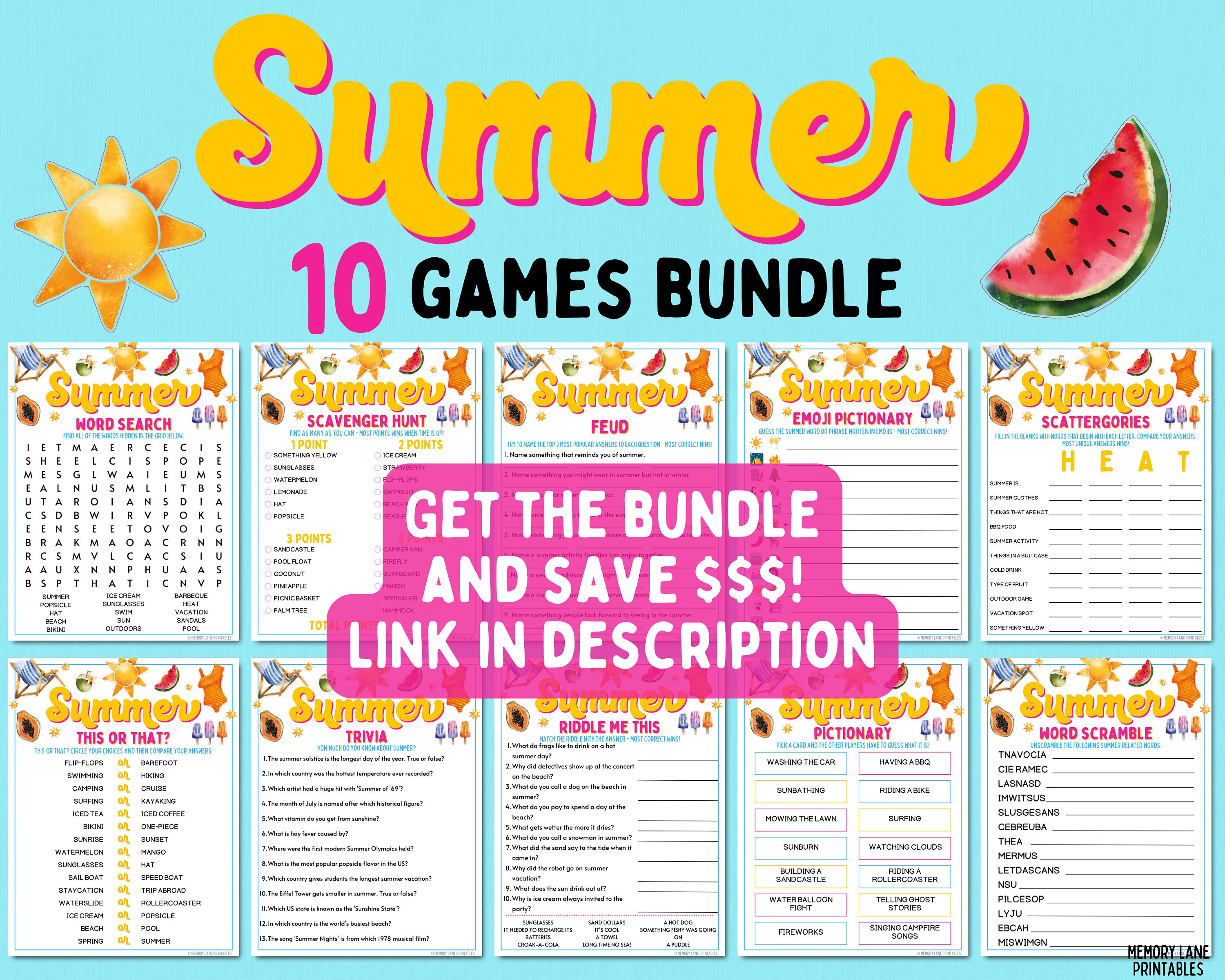 Summer Feud Game | Summer Party Game | Fun Printable Summertime Game ...