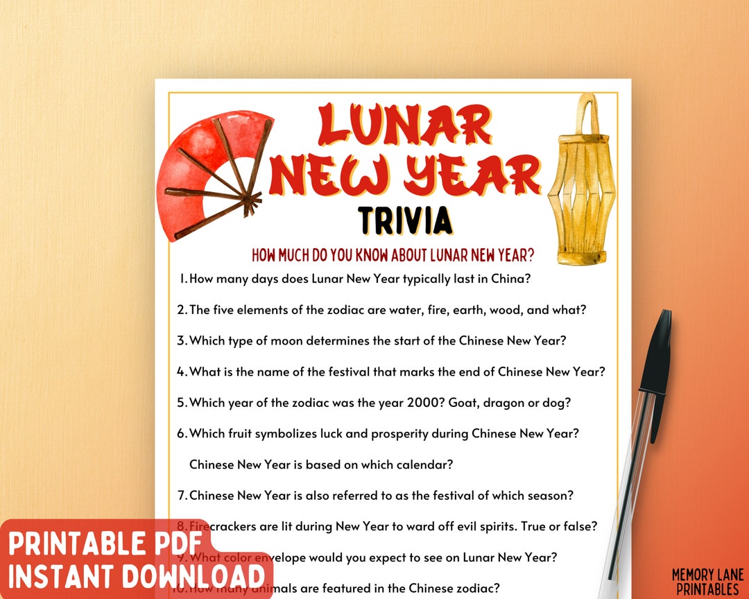 Chinese New Year Trivia Game | Lunar New Year Party Game | Fun ...